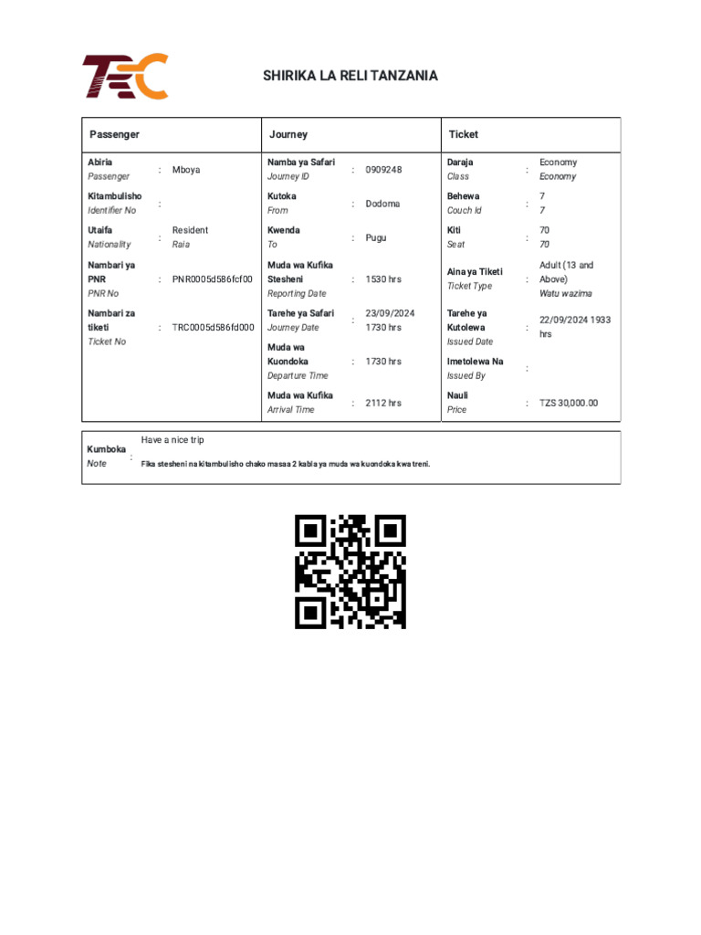TRC SGR Ticketing Online Sales | PDF