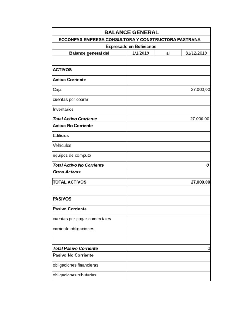 BALANCE GENERAL ECC 2019 | PDF