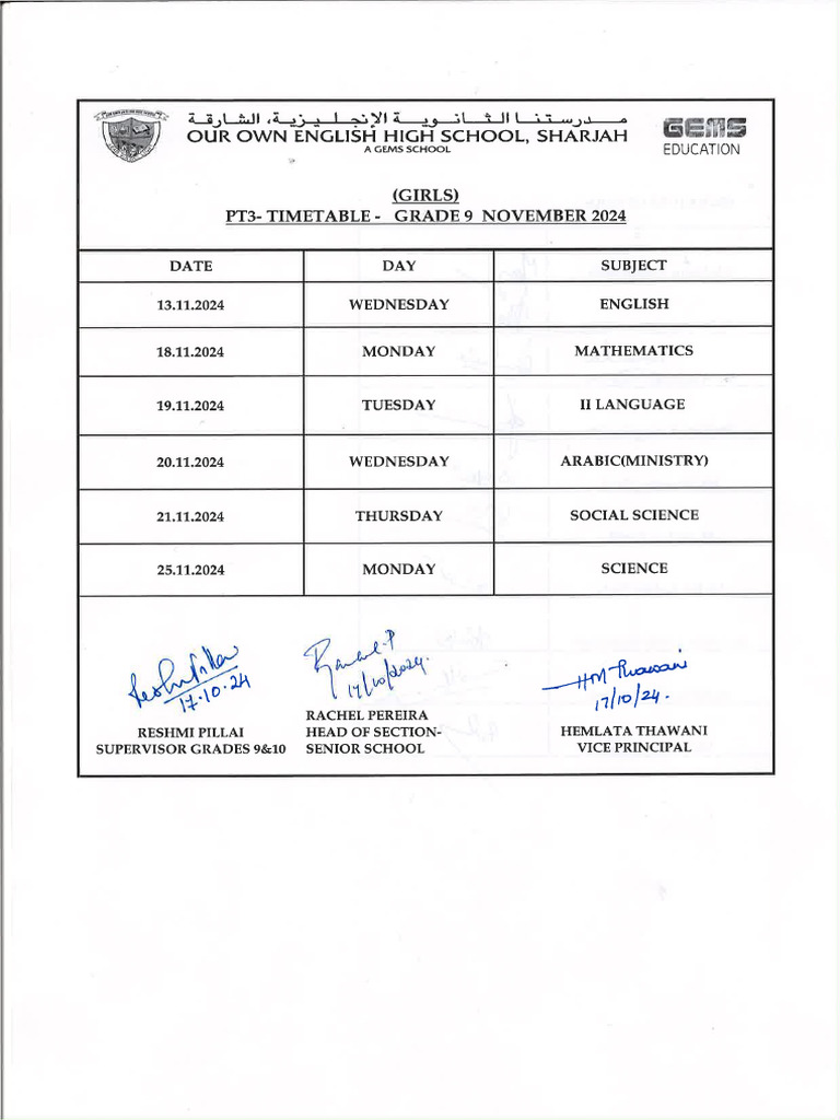GR9 PT3 Timetable | PDF