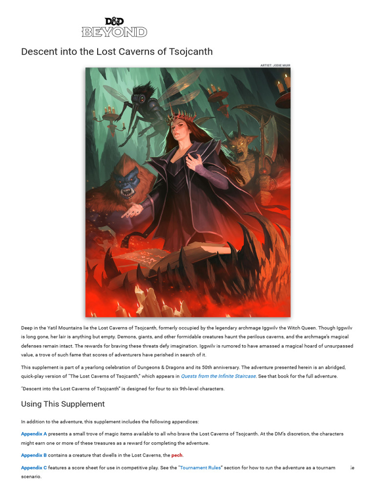 Descent Into The Lost Caverns of Tsojcanth | PDF