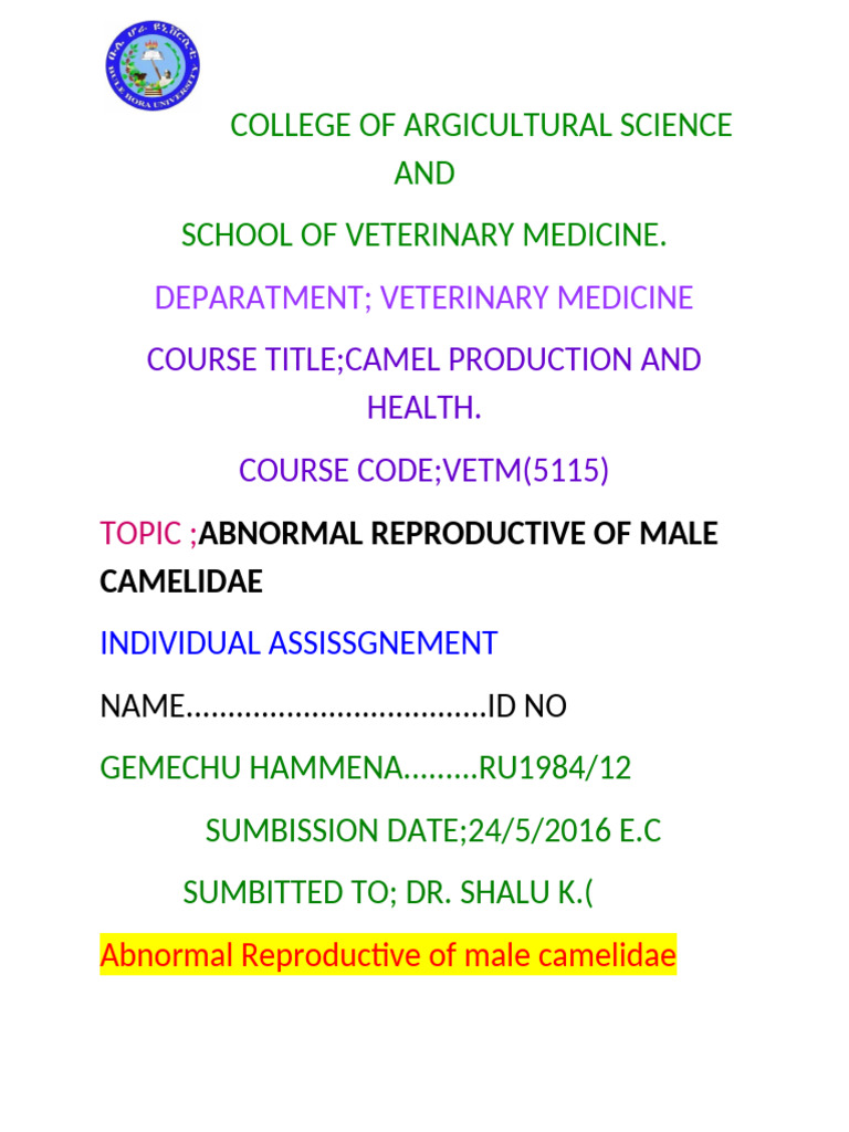 Male Camel Reproductive Abnormalities | PDF | Testicle | Infection