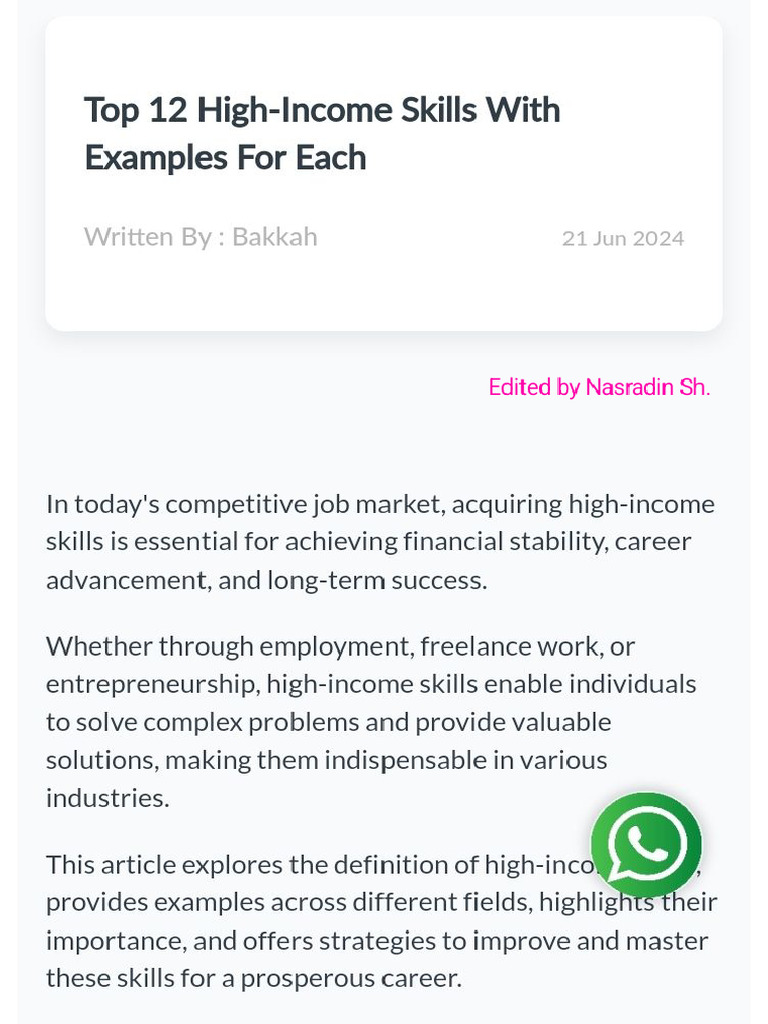 High Income Skills | PDF