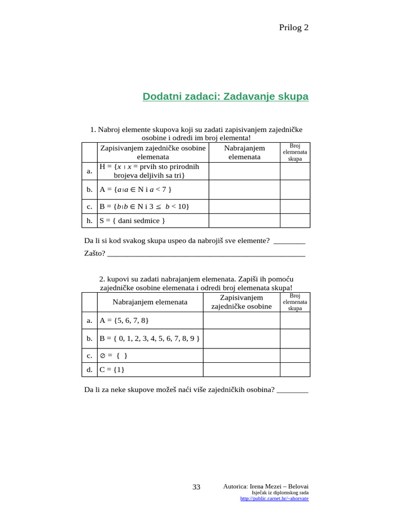 05-Dodatni Zadaci-Zadavanje Skupa | PDF
