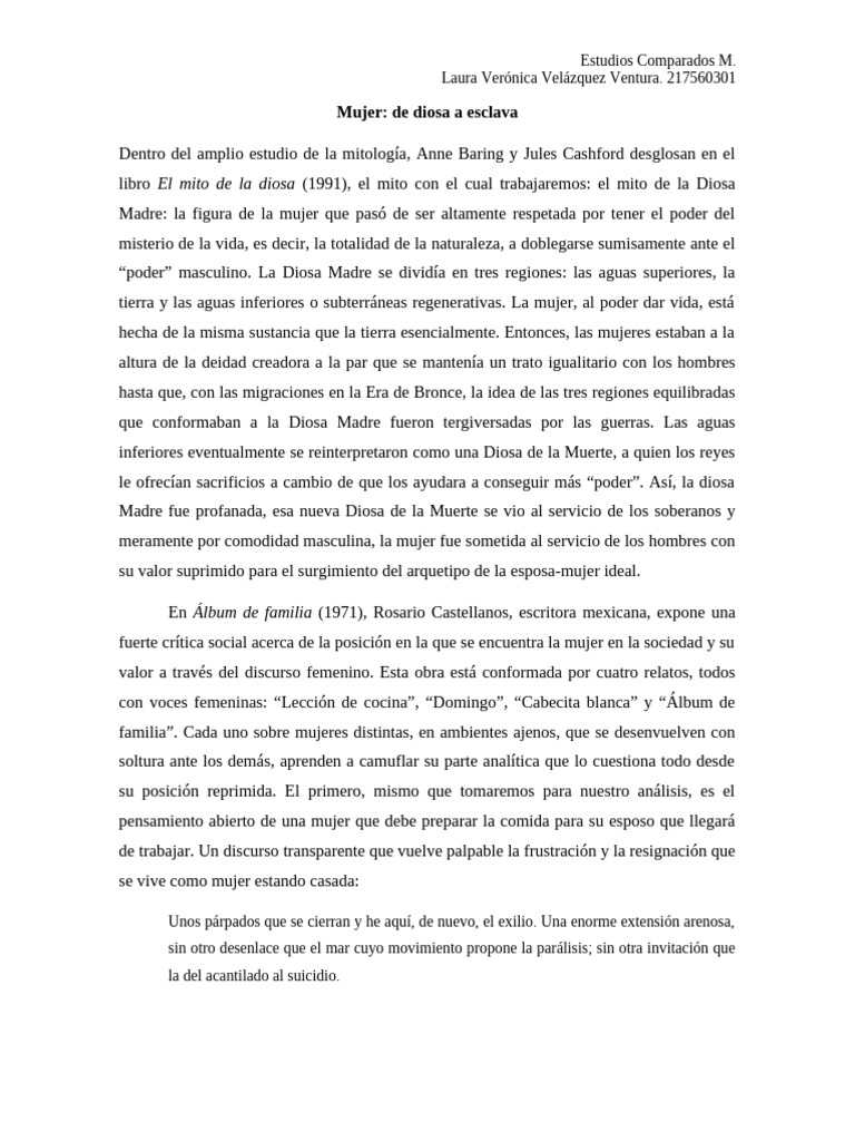 Trabajo mito de la diosa_LVVV | PDF | Diosa | Mujer