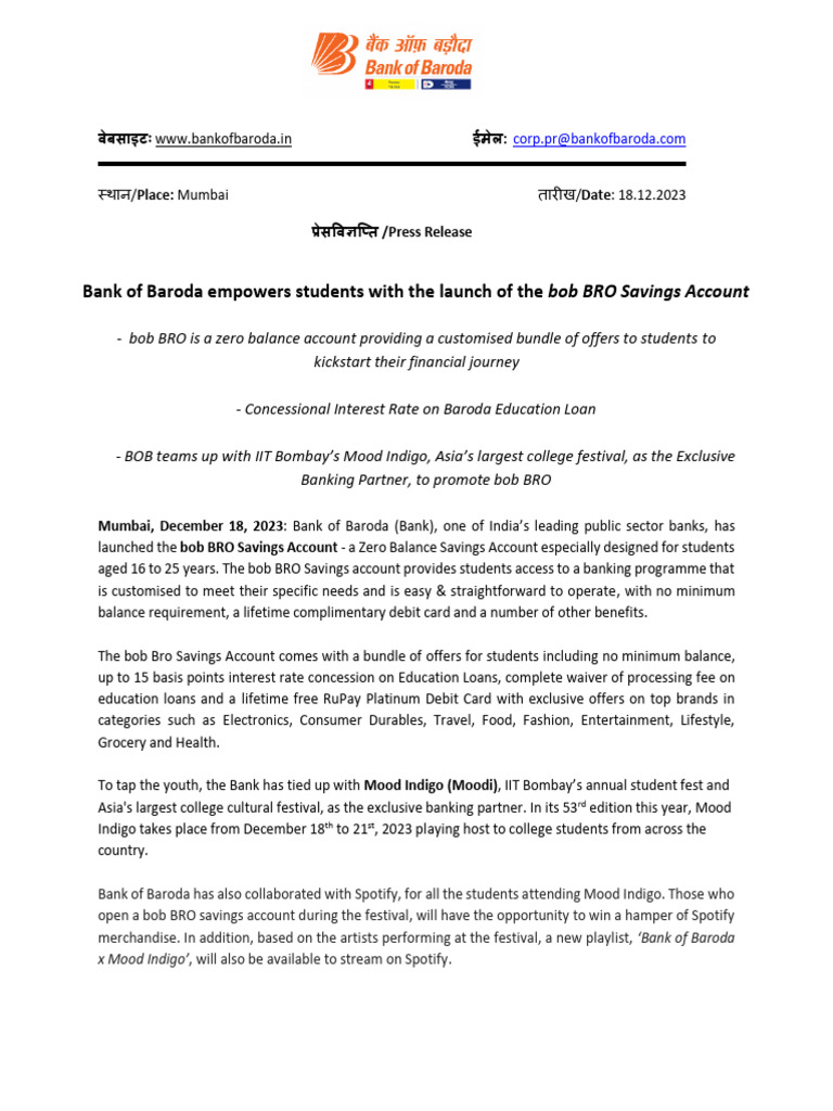 Bank of Baroda Bob BRO 18 12 2023 18 18 | PDF | Banks | Financial Services