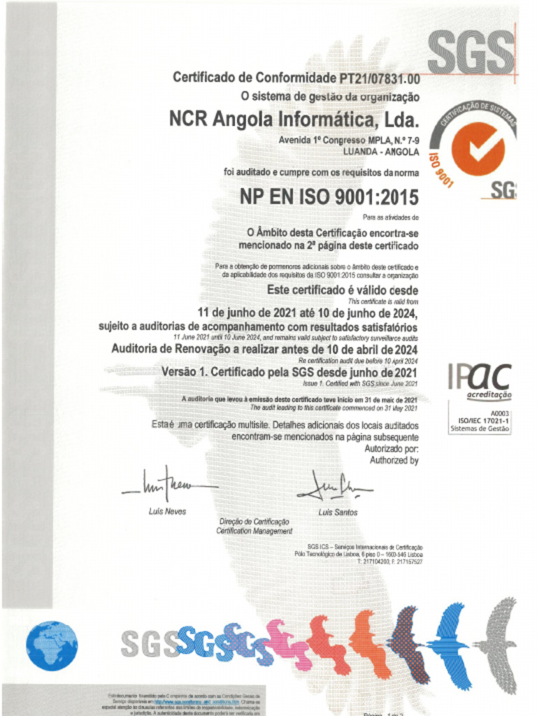 Certificado SGS | PDF Certificado SGS | PDF