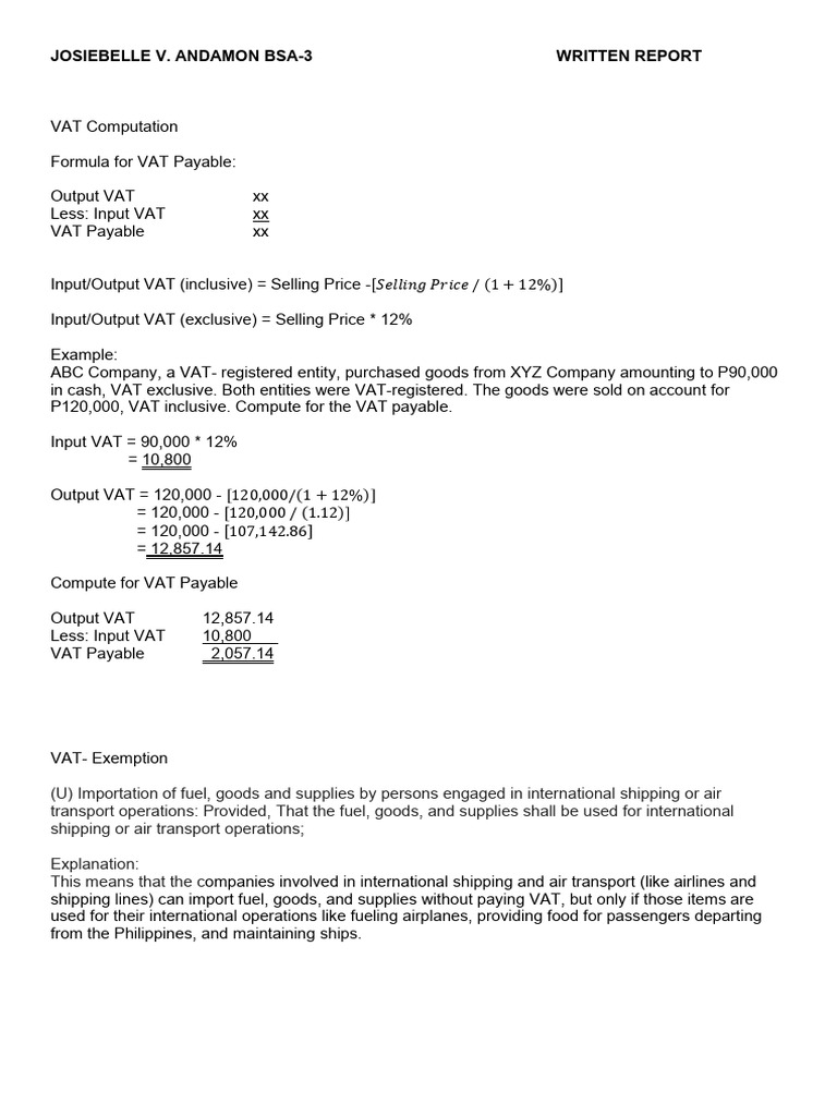 VAT Computation Guide for Businesses | PDF