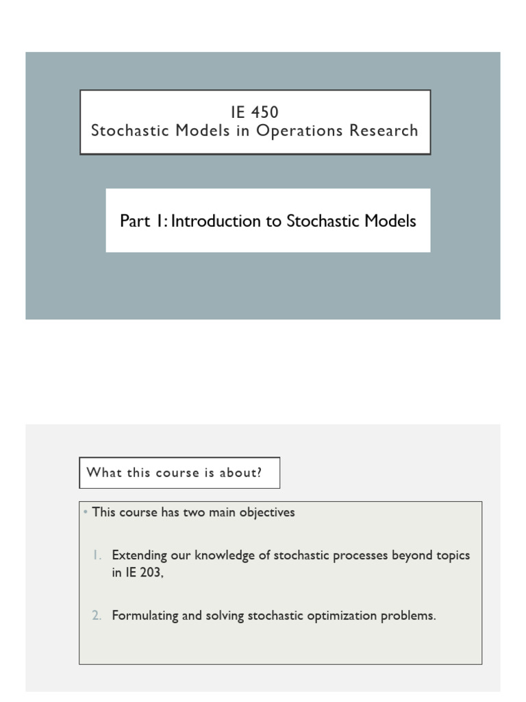 IE 450 Part 1 Introduction To Stochastic Models | PDF | Probability Distribution | Stochastic ...