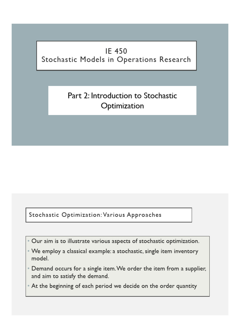 IE 450 Part 2 Introduction To Stochastic Optimization | PDF ...