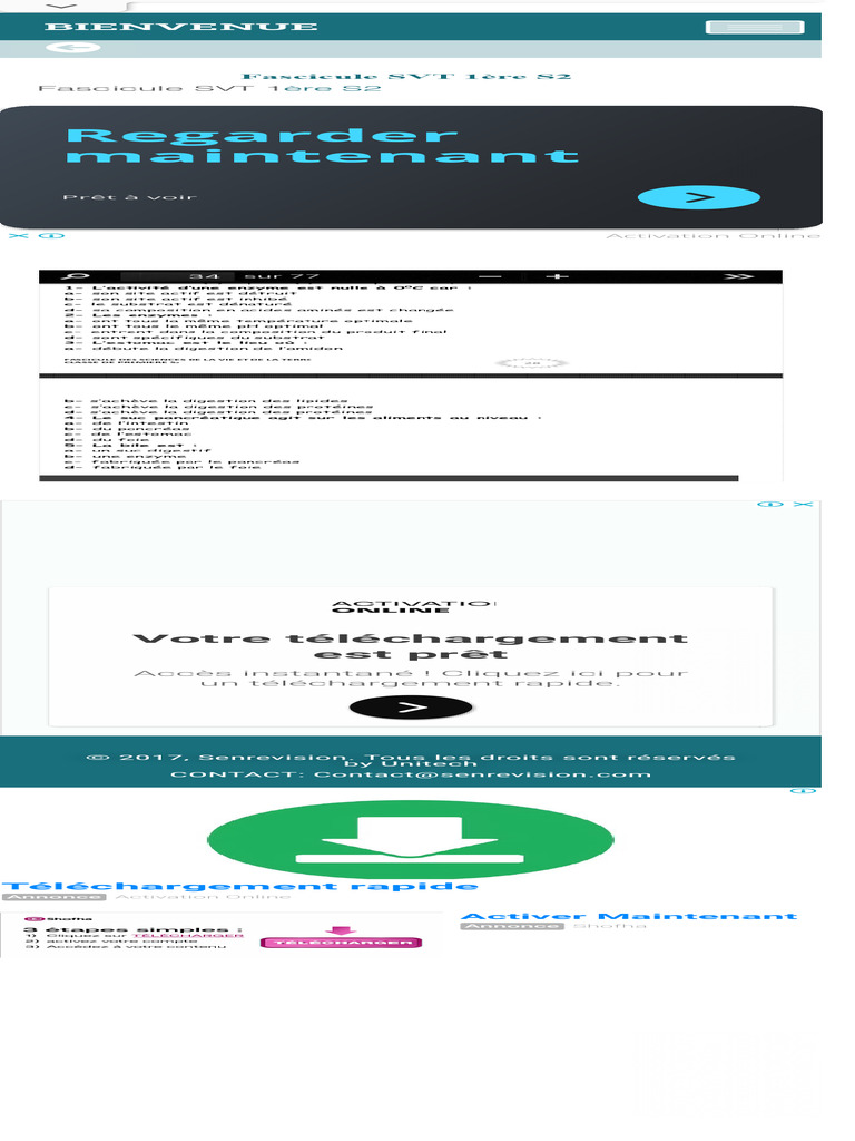 Fascicule SVT 1ère S2 - Senrevision - Com 8 | PDF