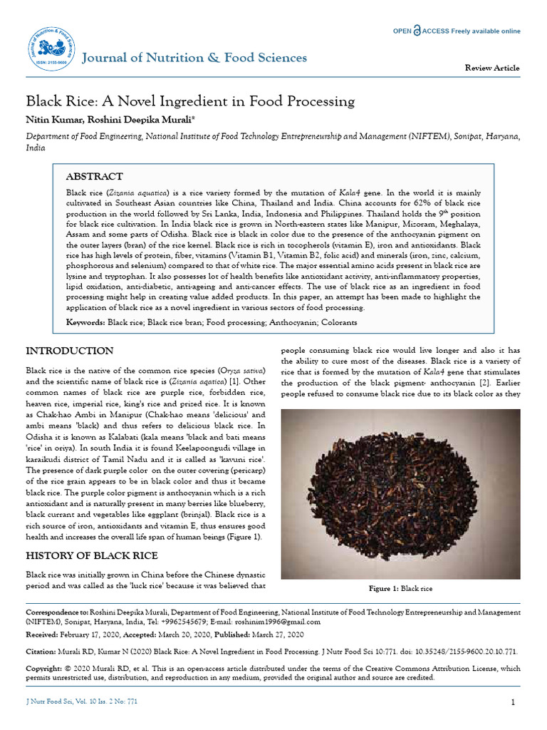 black-rice-a-novel-ingredient-in-food-processing | PDF | Flour | Breads