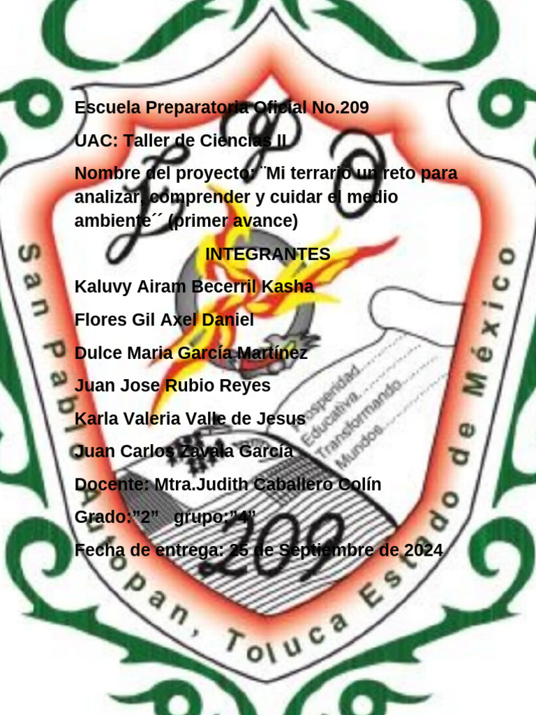 Escuela Preparatoria Oficial Epo 209 Portada y Pregunta de Investigaion ...