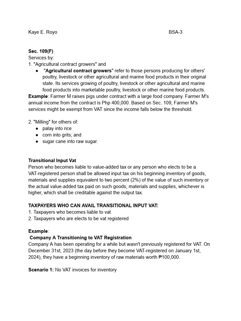 TRANSITIONAL-INPUT-VAT (1) | PDF | Value Added Tax | Taxes