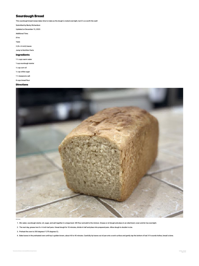 Sourdough Bread Recipe | PDF | Breads | Dough