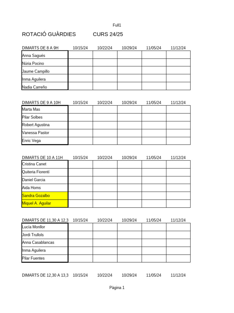 Rotació Guàdies Prefectura | PDF