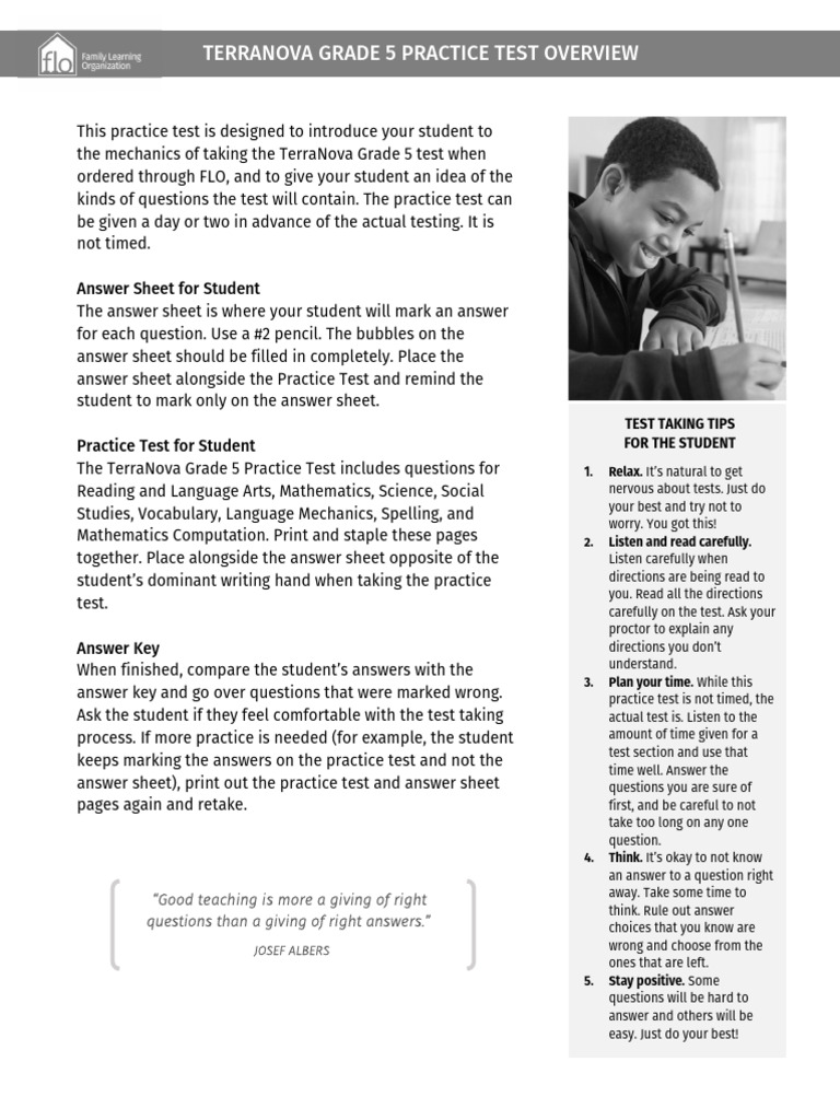 Grade 5 TerraNova Practice Test Guide | PDF