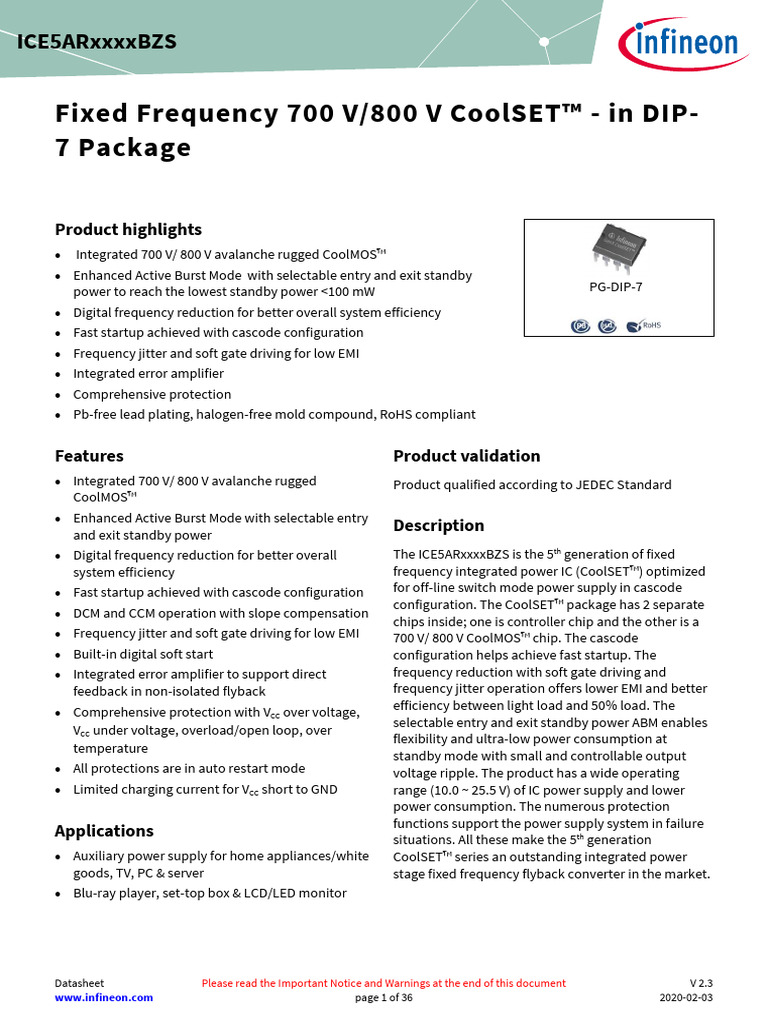 Infineon ICE5ARxxxxBZS DataSheet v02 30 EN-3361977 | PDF