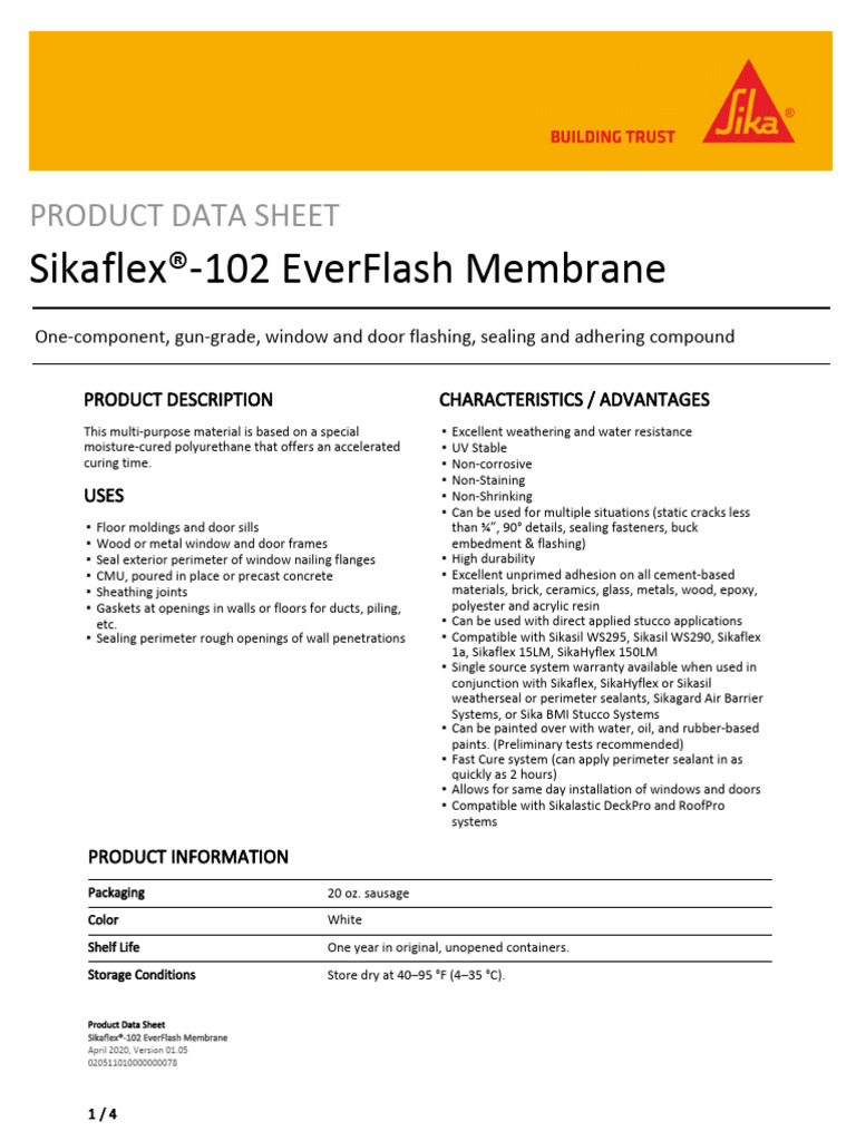 sikaflex_-102_everflashmembrane | PDF | Paint | Epoxy