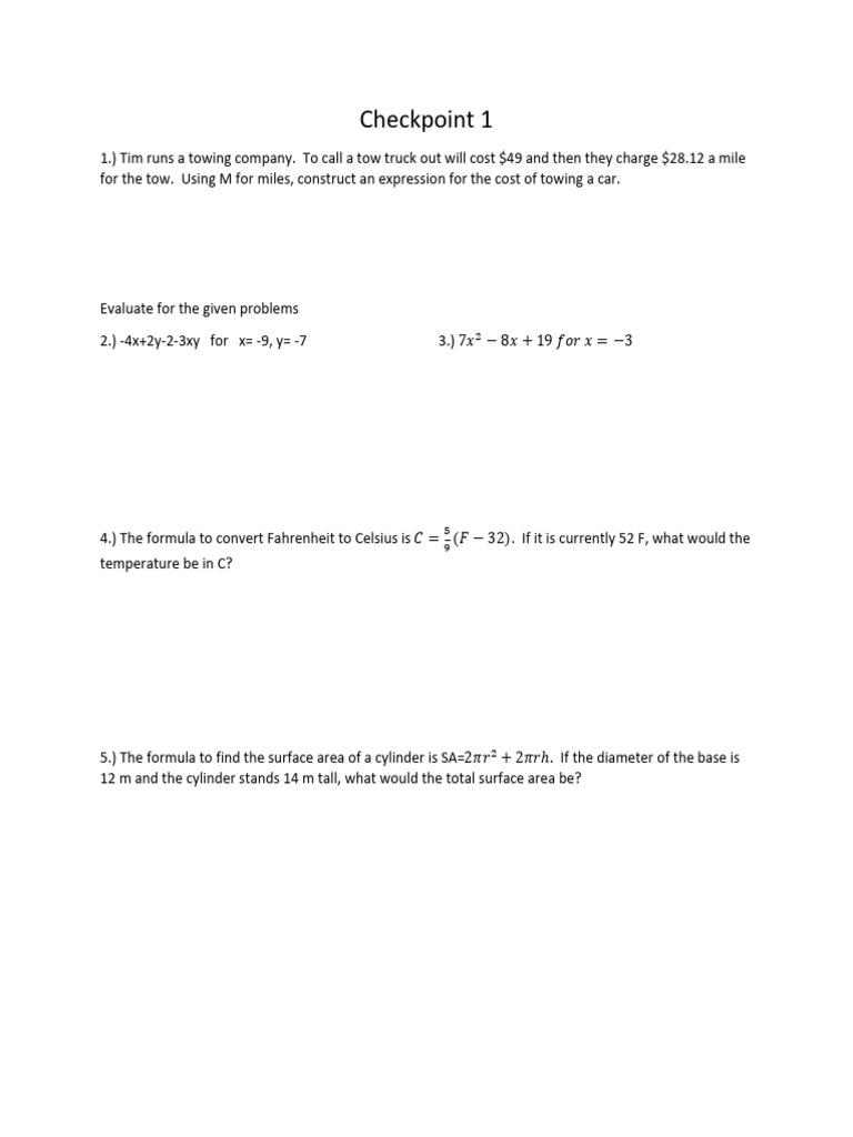 Annotated Checkpoint1 Math | PDF