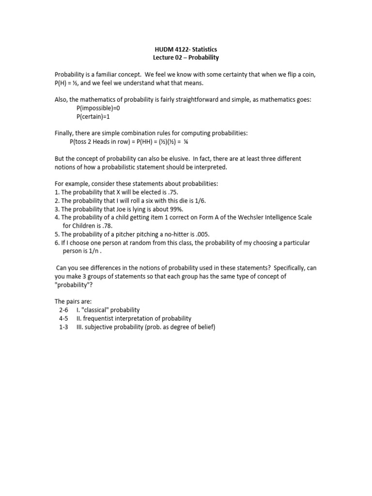 Lec 02 | PDF | Probability | Gambling