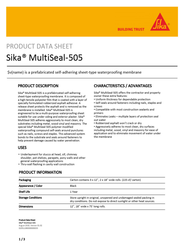 sika_multiseal-505 | PDF | Adhesive | Building Materials