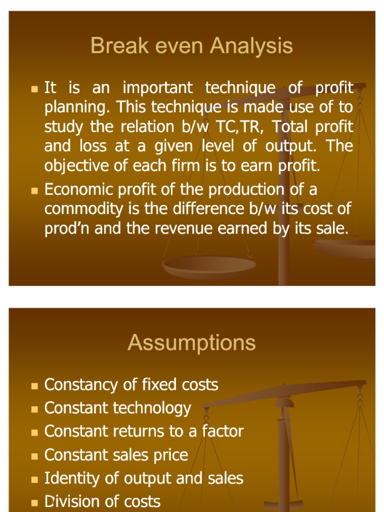 Break Even Analysis and Profit Planning | Download Free PDF | Profit ...