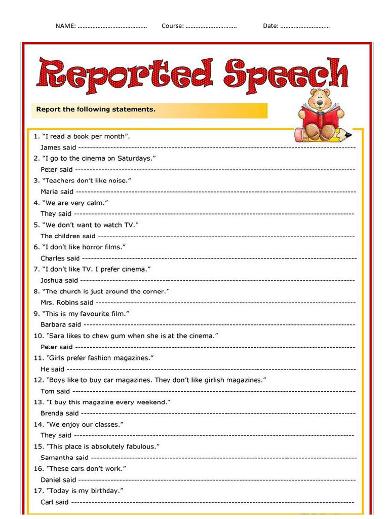 Reported Speech Extra Workk | PDF | Art
