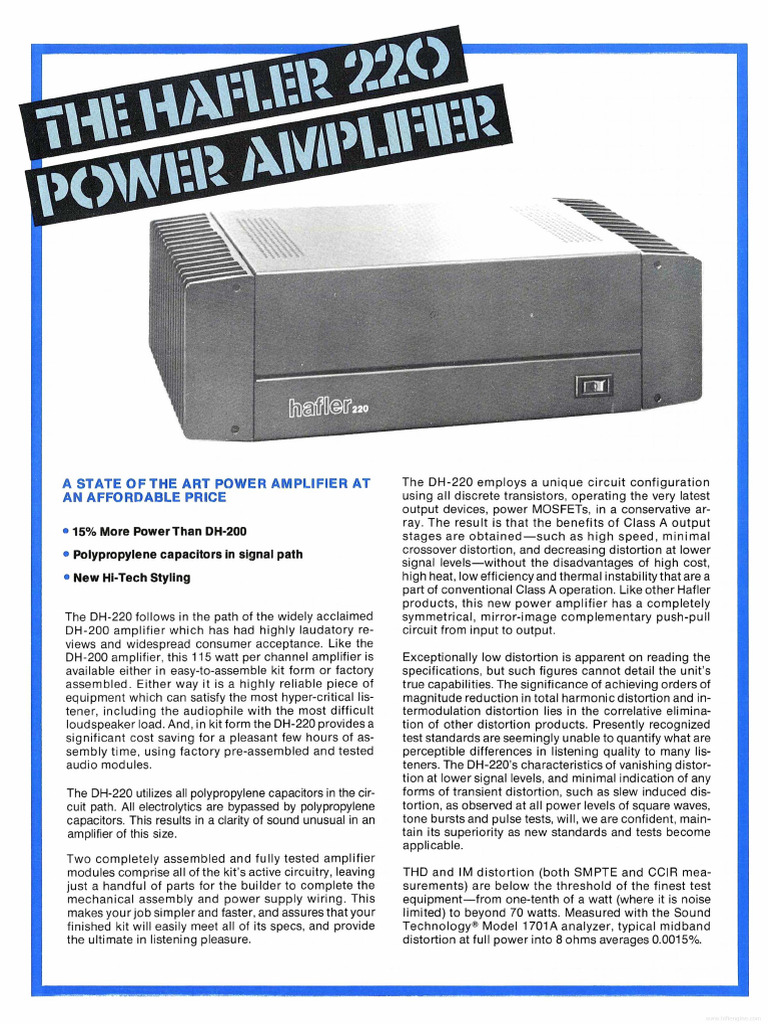 Hfe Hafler Dh-220 Brochure en | PDF