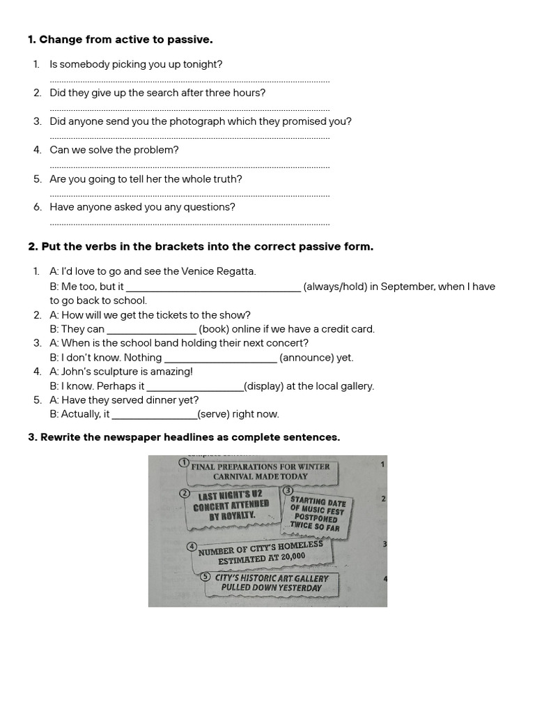 Passive Voice Activity | PDF | Home & Garden