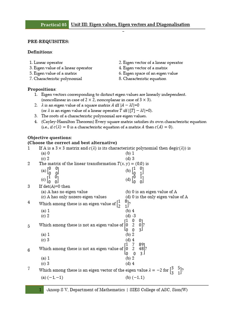 Prac05 Minor Sybsc Sem3 | PDF | Eigenvalues And Eigenvectors | Matrix ...