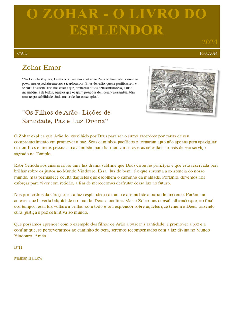 O Zohar o Livro Do Esplendor | PDF | Cabala | Zohar