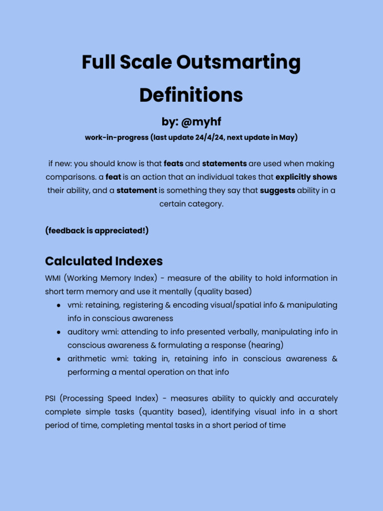 Full Scale Intelligence Overview | PDF | Thought | Deductive Reasoning