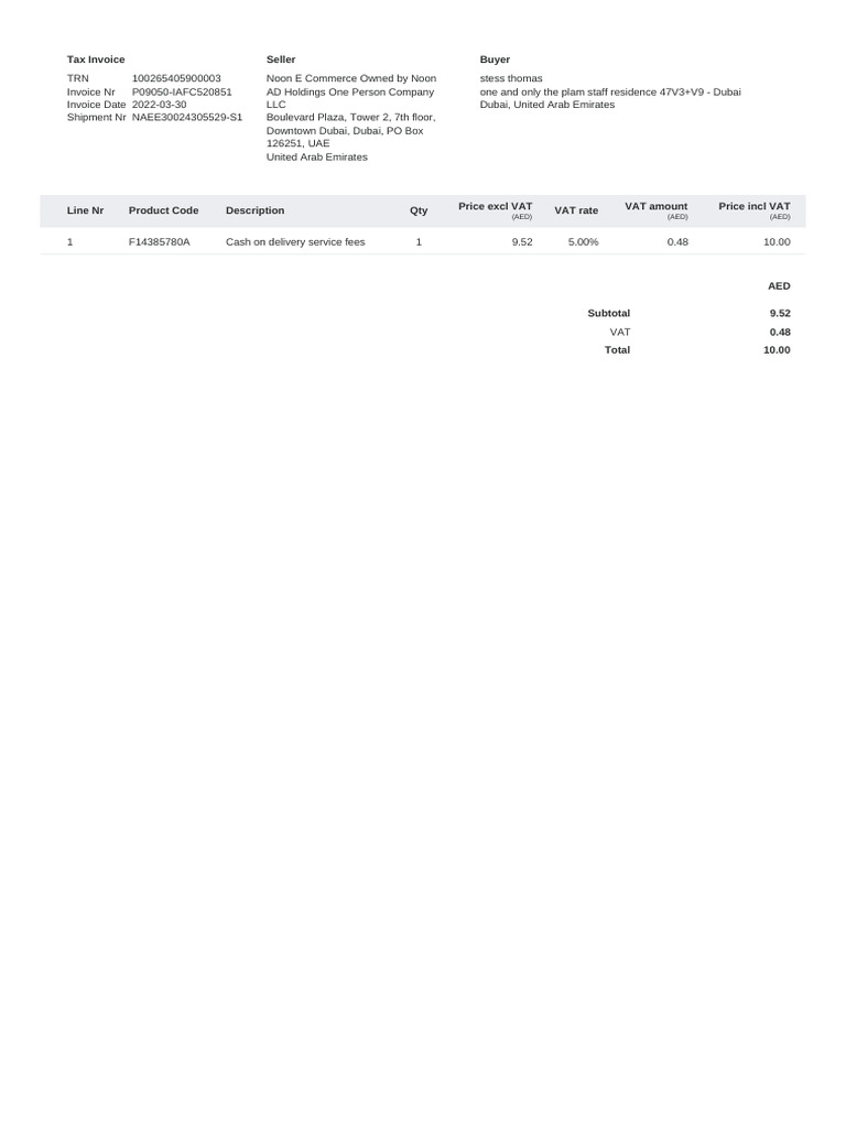 noon-doc-80038888 2 | PDF | Invoice | Value Added Tax
