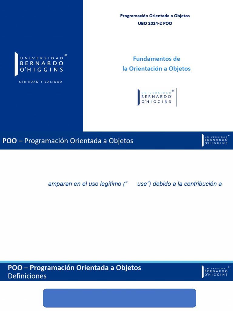 UBO 2024-2 POO - Unidad 1 Parte 3, Principios de la Programación OO rev03 | PDF | Objeto ...