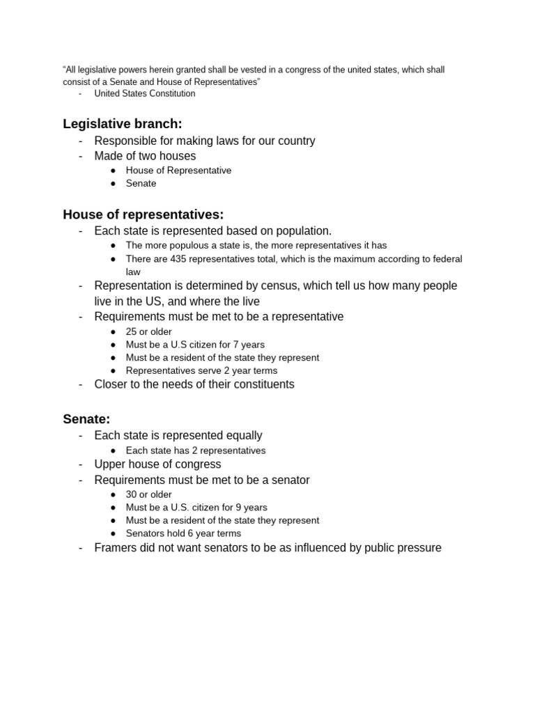 Legislative Branch | PDF | Social Science | Law