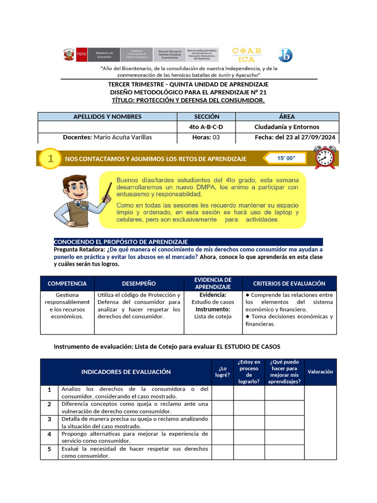 CESAR ARTURO REYES HUAMANI - DMPA 21 - CyE 4to - Ica | PDF | Protección al Consumidor | Los ...