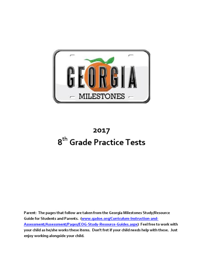 Georgia Milestones - 8th Grade Practice Test | PDF | Rational Number ...