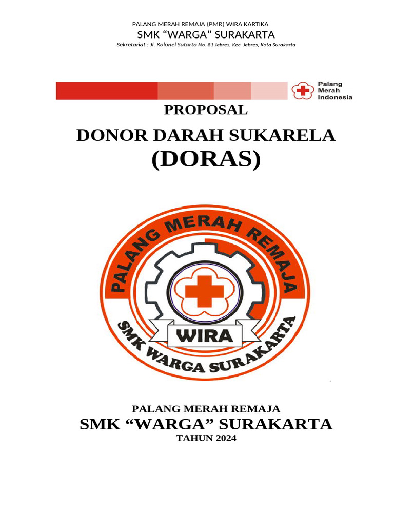 Proposal Donor Darah Rutin Pmr 2024 | PDF