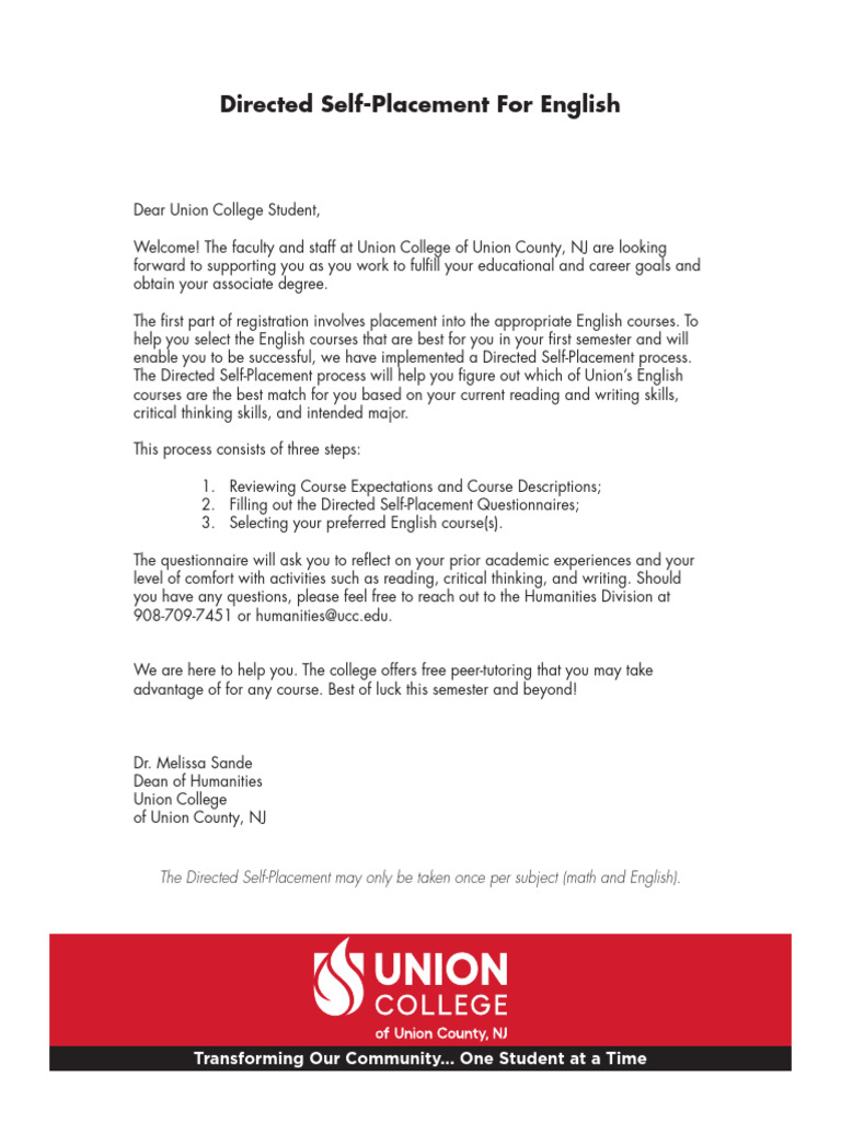 Directed Self-Placement For English | PDF | Advanced Placement | Sat