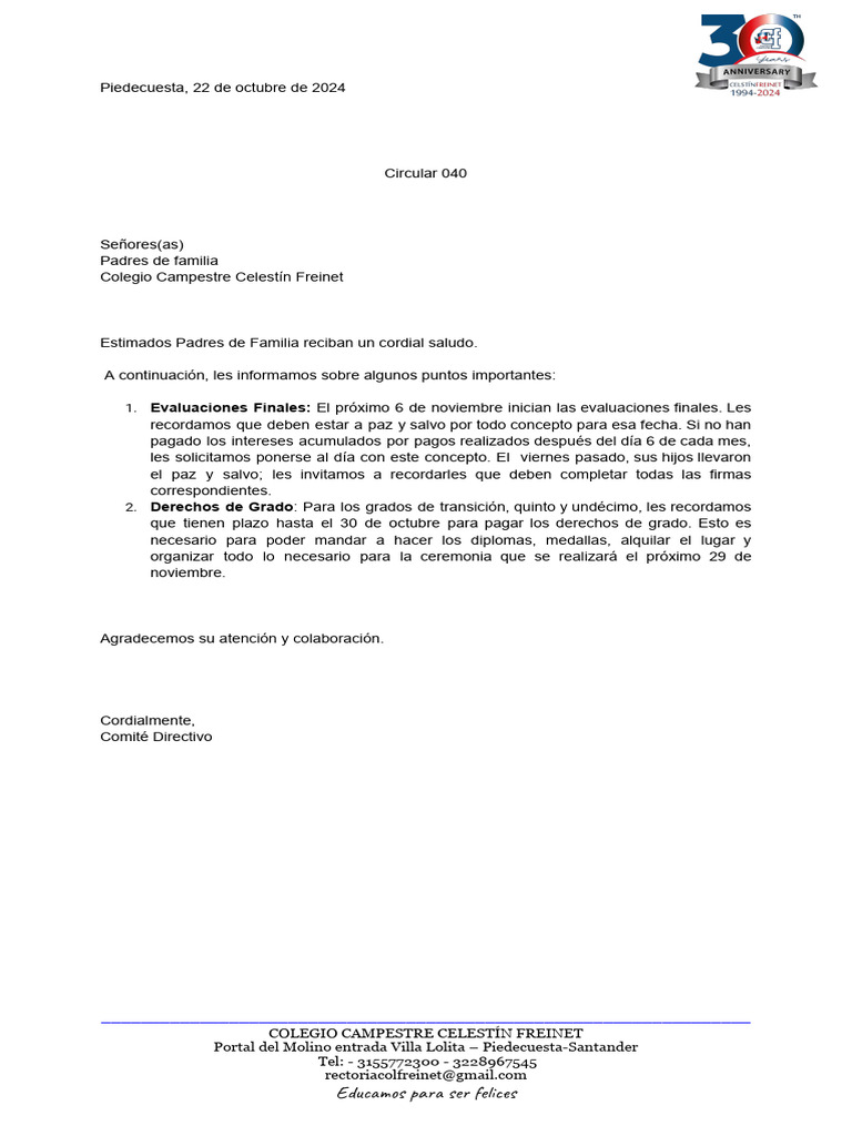 Circular Informativa 040 | PDF | Crecimiento personal y profesional | Derecho