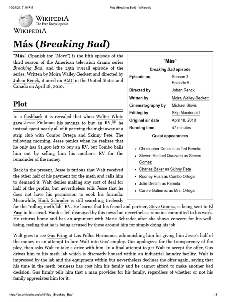 Más (Breaking Bad) - Wikipedia | PDF | Television Series About ...