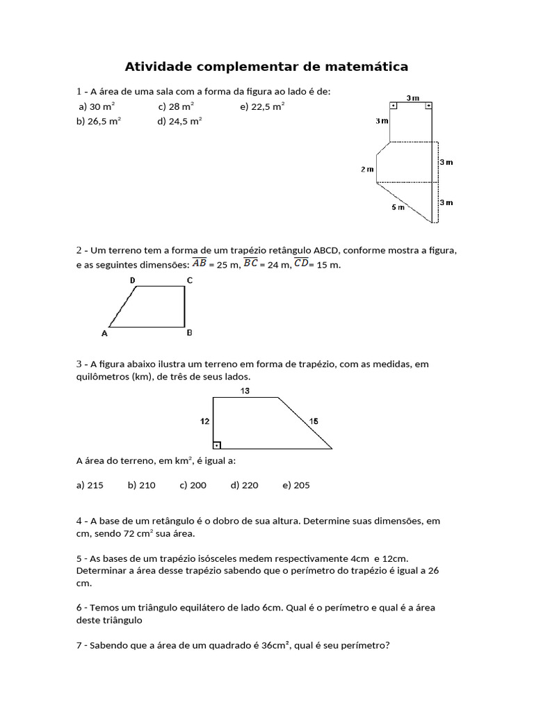 Atividade Complementar de Matemática | PDF