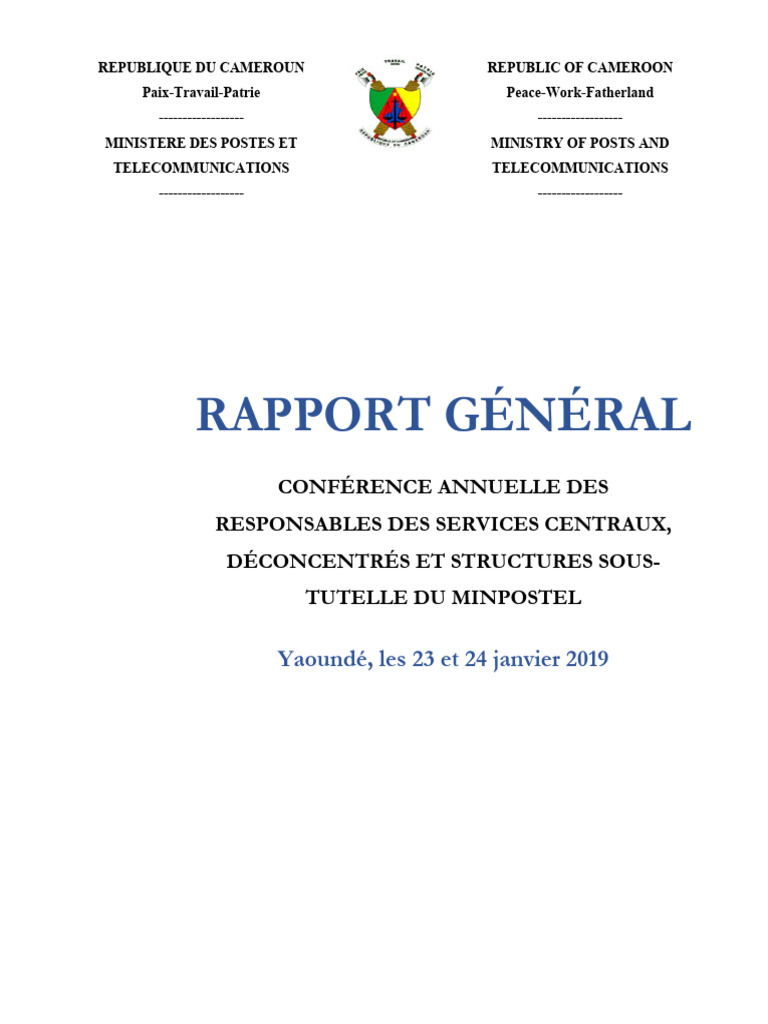 Rapport de la conférence MINPOSTEL 2019 | PDF | Technologies de l ...
