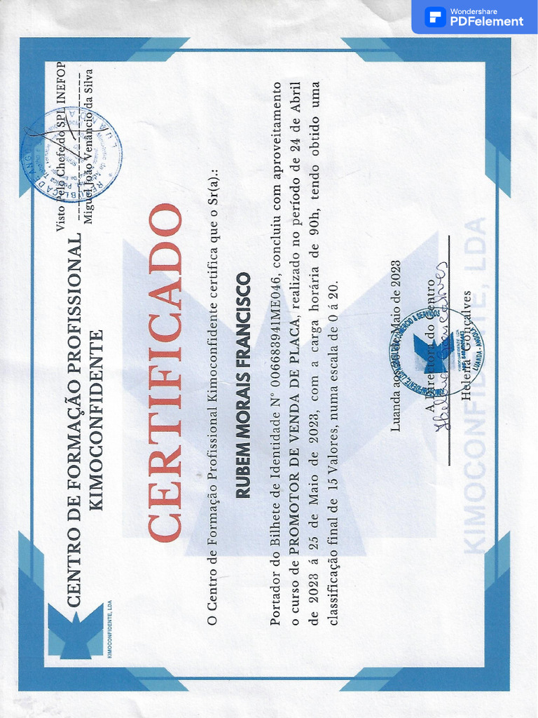 Certificado Promotor de Venda | PDF