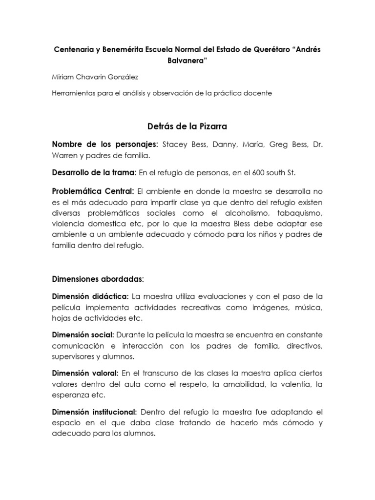 Detras de La Pizarra - Miriam Chavarin Gonzalez | PDF | Salón de clases