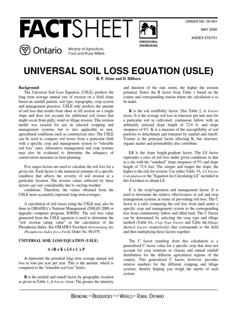 Universal Soil Loss Equation | PDF | Erosion | Crop Rotation