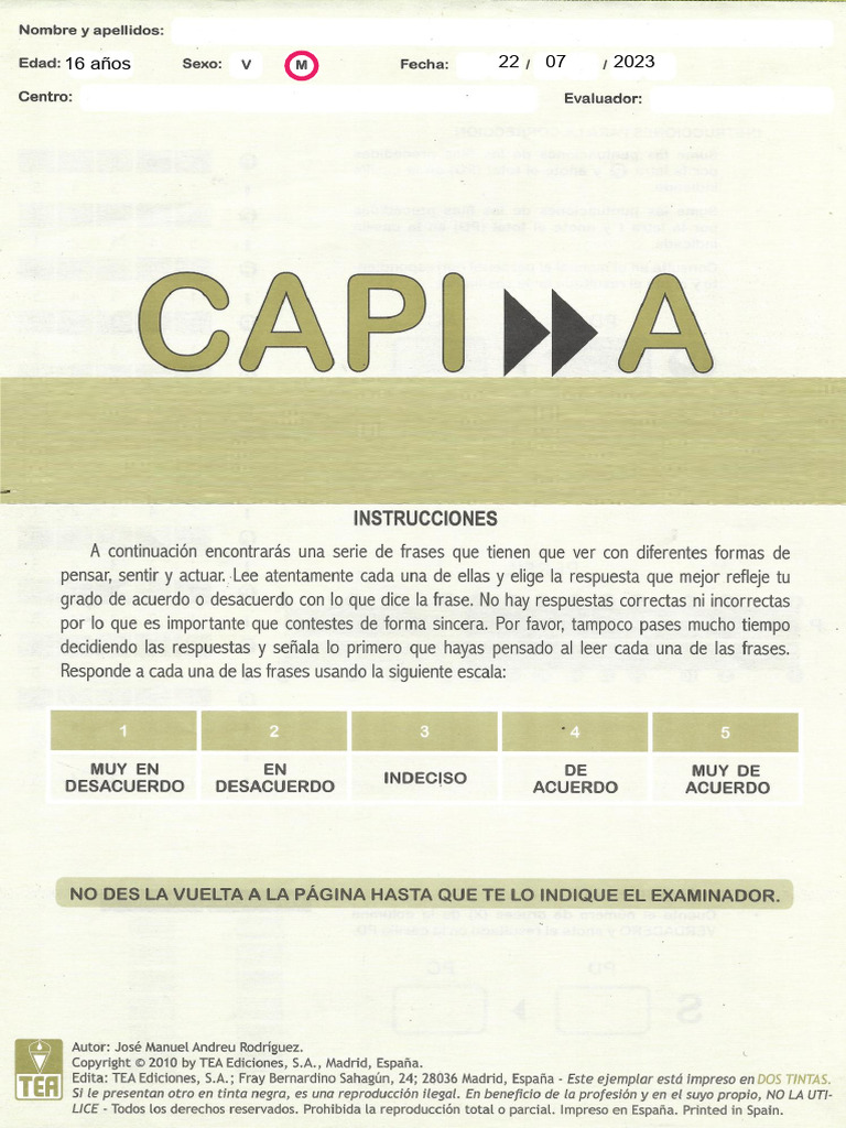 CAPI A Hoja de Respuesta 2022 (1) | PDF