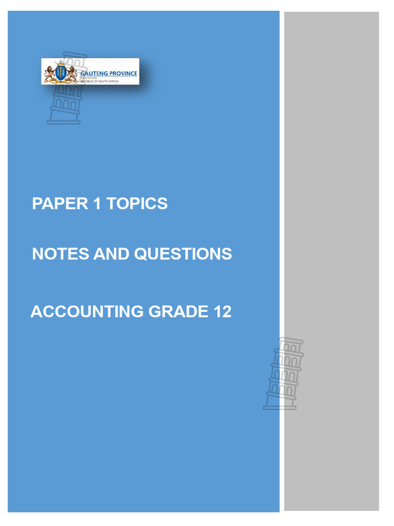 Grade 12 Accounting Paper 1 Topics | PDF | Income Statement | Book Value