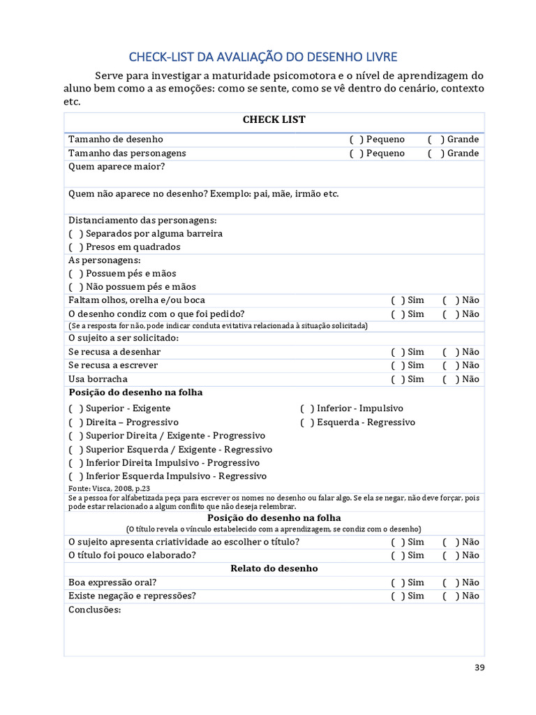 chek list desenho | PDF | Aprendizado