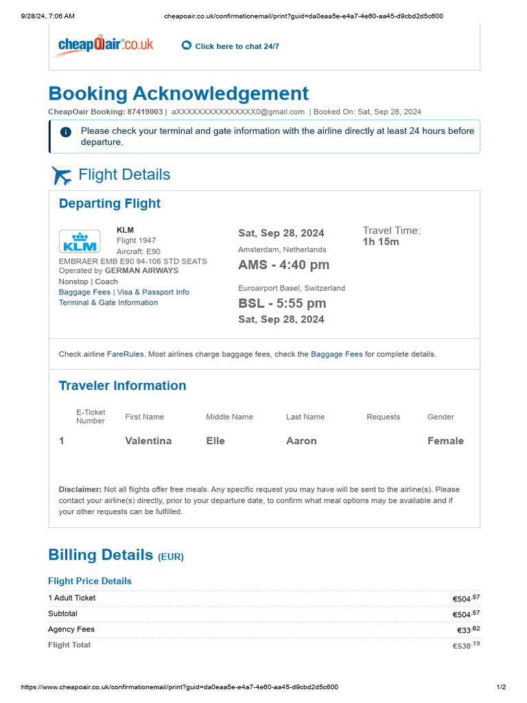 CheapOair Flight Booking Confirmation | PDF | Airlines | Civil Aviation
